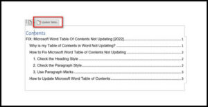 Fix: Table Of Contents in Microsoft Word Not Updating [2024]