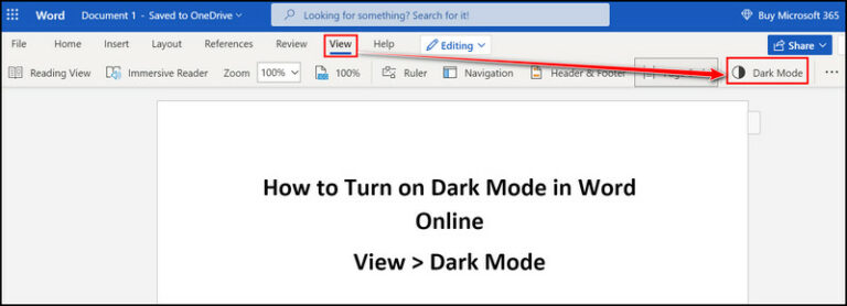 2 Steps to Enable Dark Mode in Word Online [MS Guide 2024]
