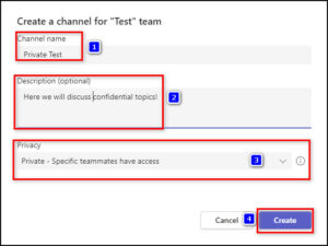 Create Private Channel in Teams [Share Confidential Data]